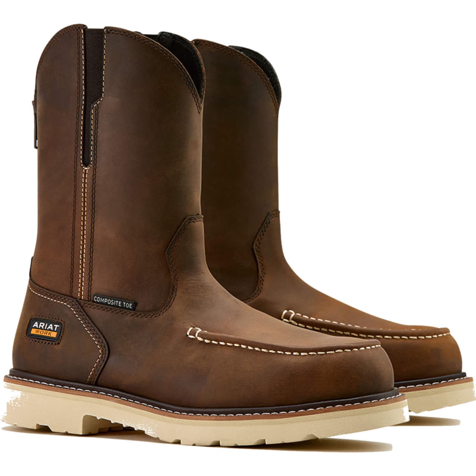 Shop Ariat Mens Rebar Lift Pull On Moc Toe Composite Toe Work Boot ...