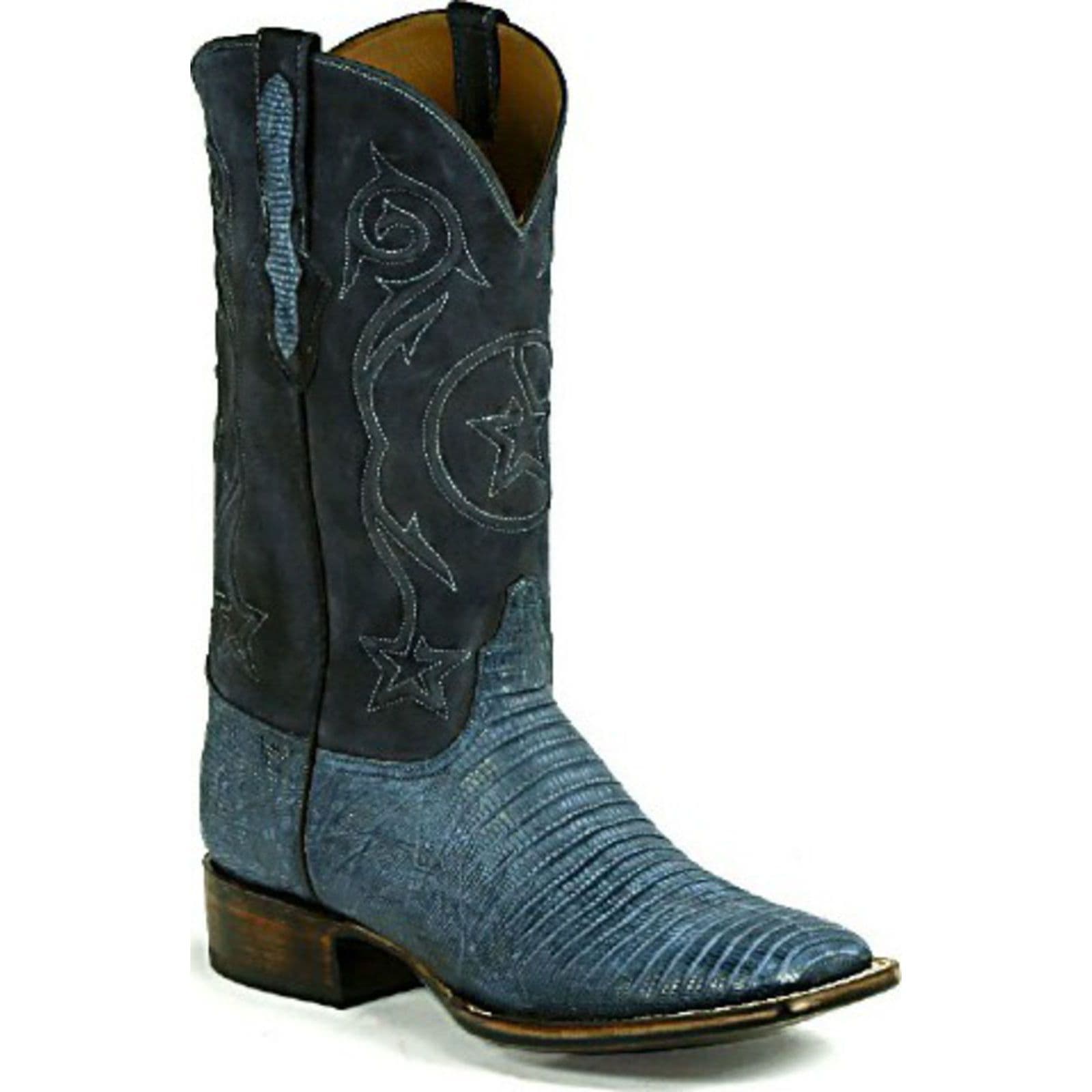 Black Unisex Jack Tri-Star Cording Teju-Ring Lizard Cowboy