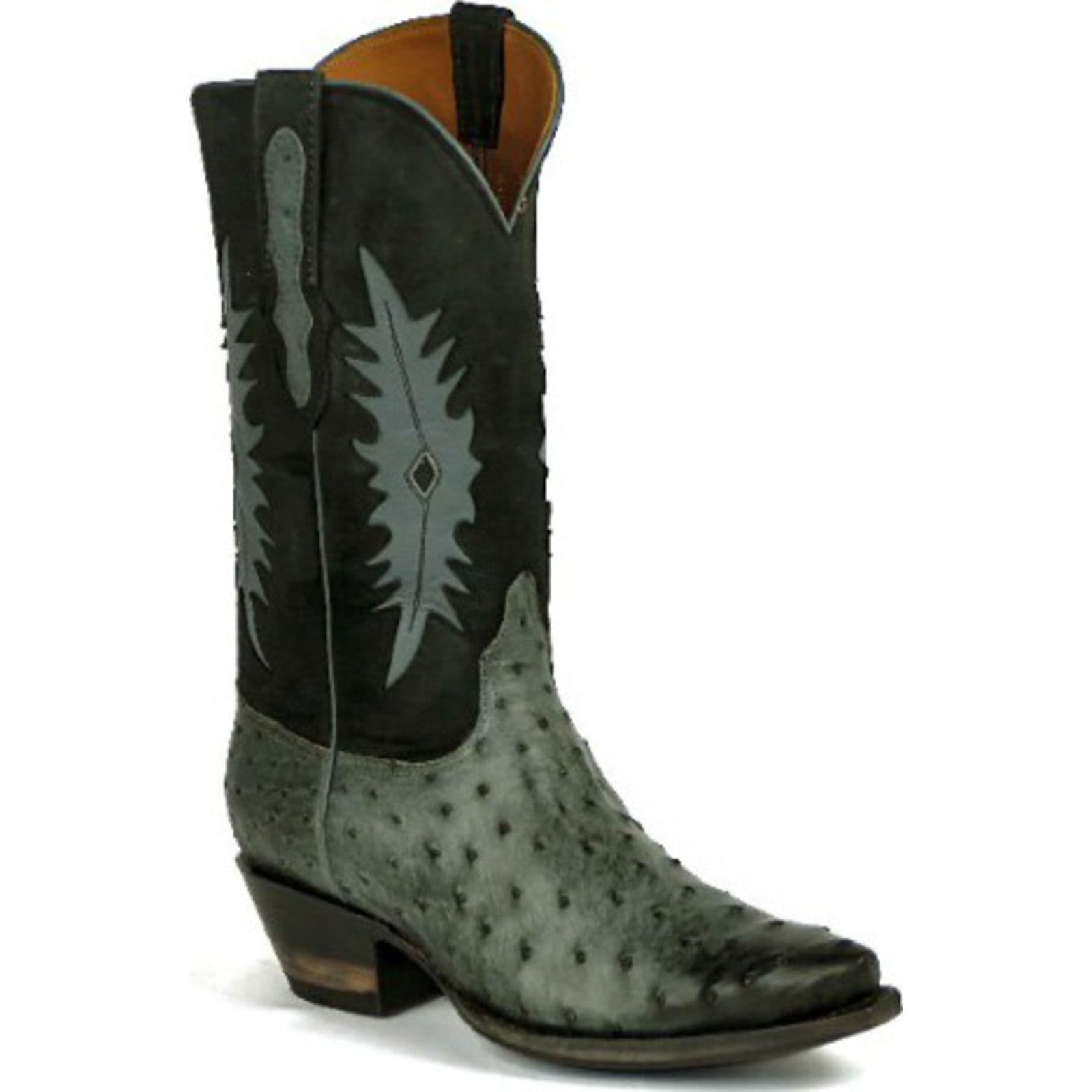 Shop Black Jack Stefie Inlay Design Full Quill Ostrich Cowboy Boot 995 ...