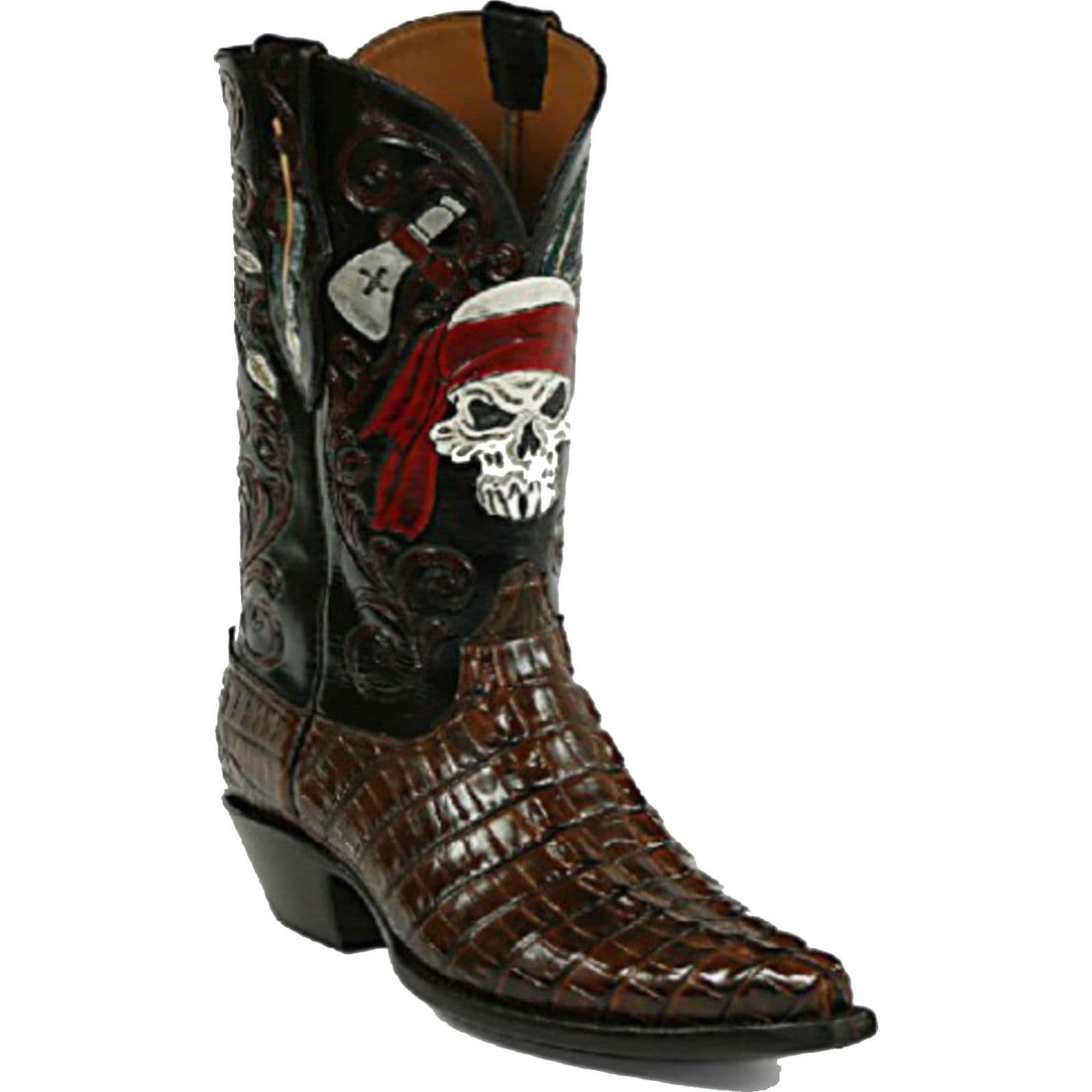 Shop Black Jack Indian Skull Design Craftsman Hand-Tooled Cowboy Boot ...