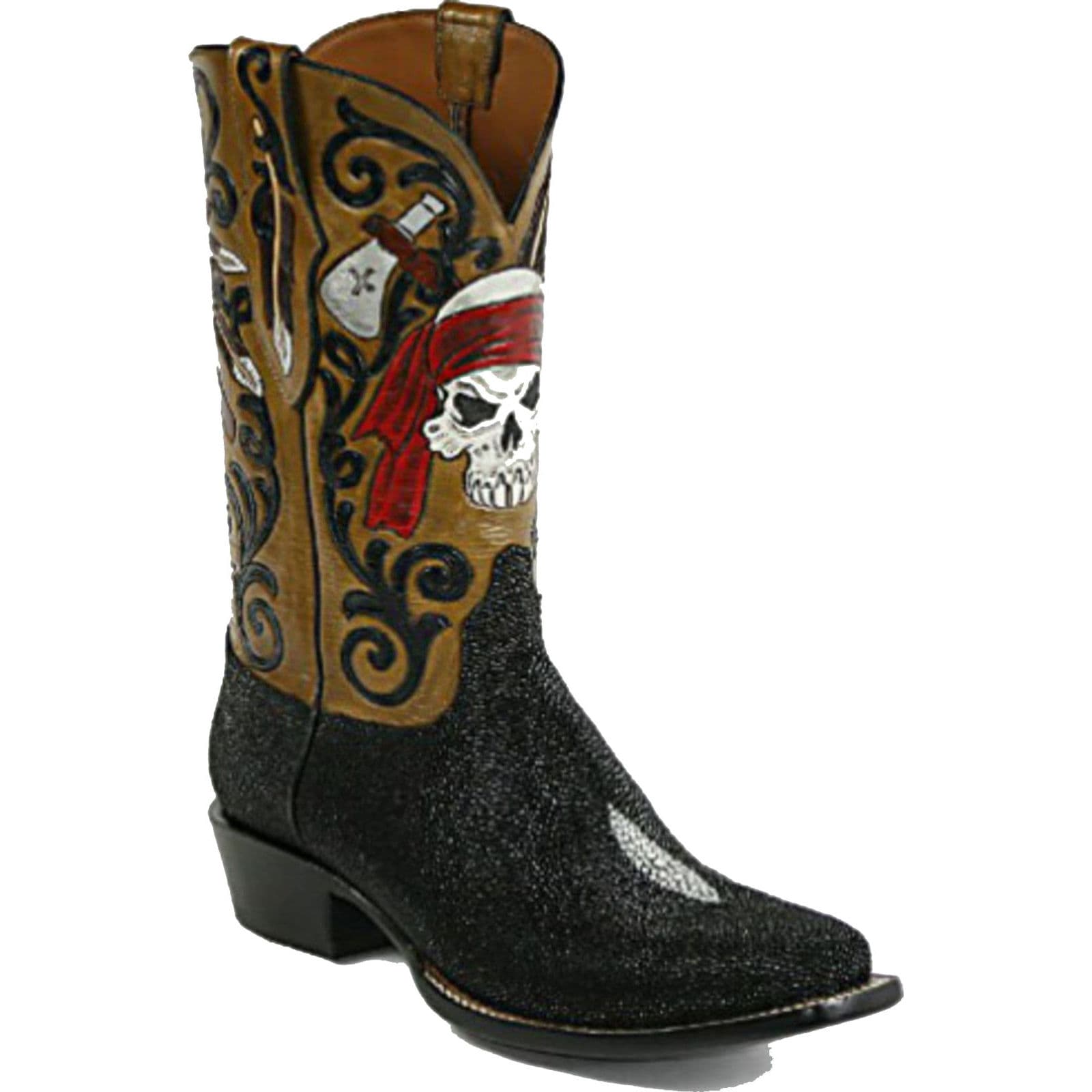 Shop Black Jack Indian Skull Straw Design Craftsman Hand-Tooled Cowboy ...