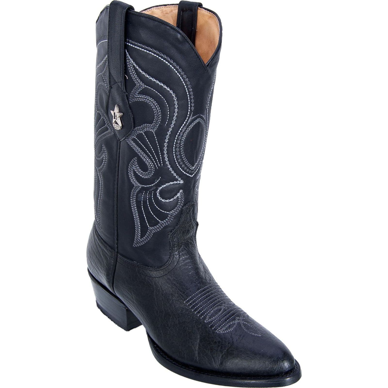 Shop Los Altos Mens Round Toe Bull Shoulder Black Cowboy Boot 653105 ...