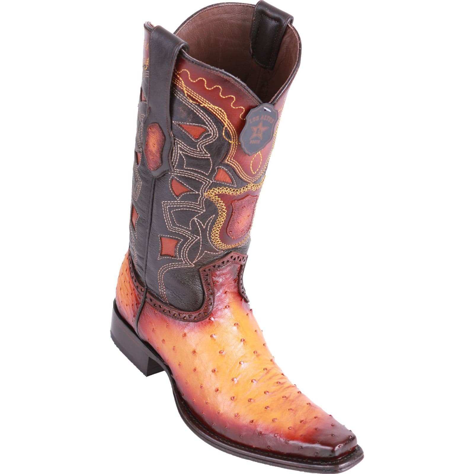 Shop Los Altos Mens European Square Toe Ostrich Faded