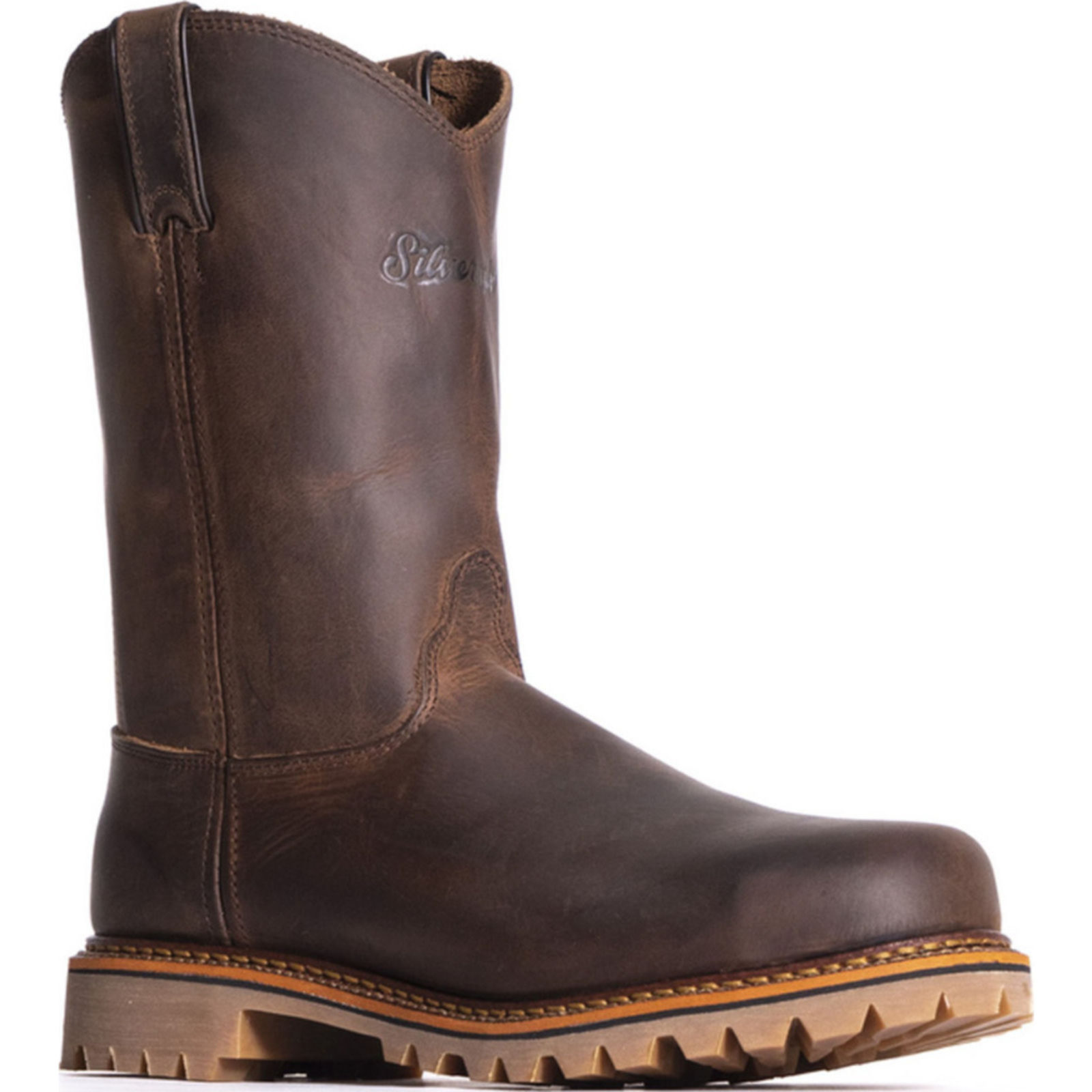 Silverado Mens Brown 10 Steel Toe 7702ST Pull-On Boot